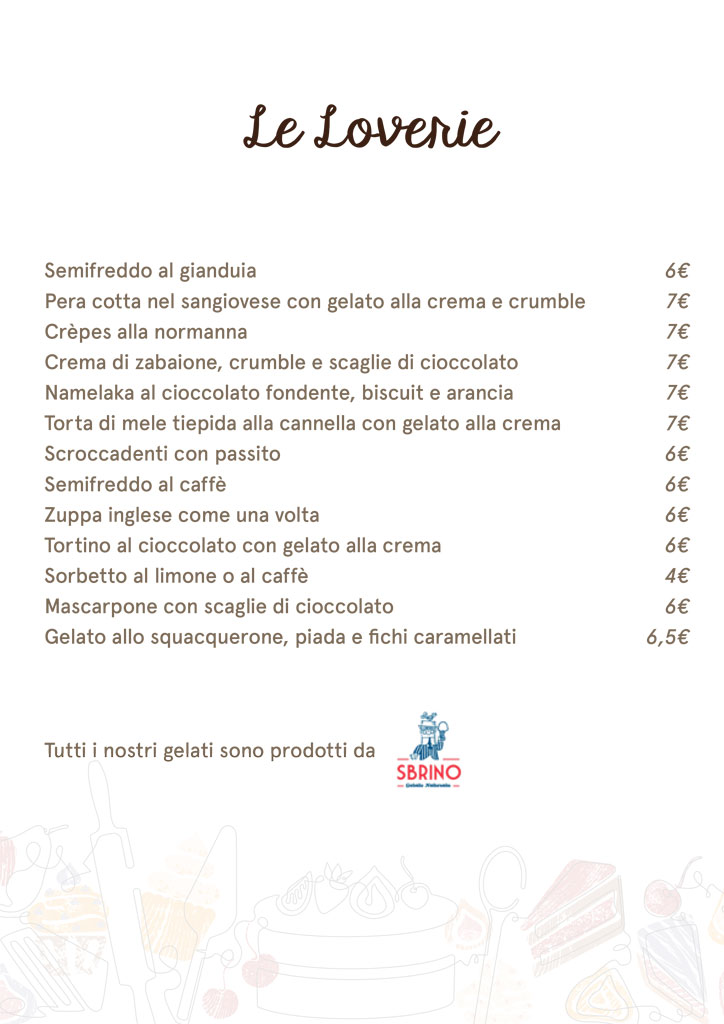 Menu dolci | Le Tradizioni di Nick Ristorante ad Alfonsine: Pizza ...